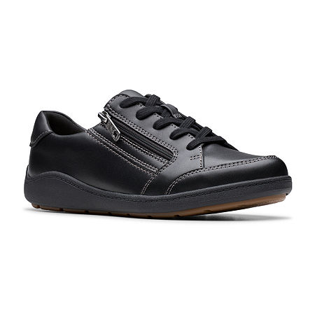 Clarks Womens Bryianne Bayla Round Toe Sneakers - Black Leather
