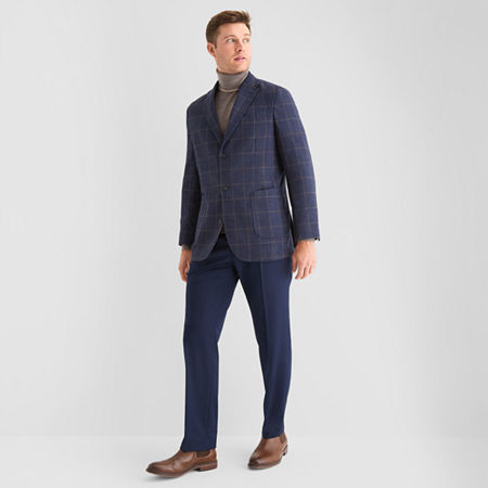 Stafford Mens Windowpane Classic Fit Sport Coat  52 Regular  Blue