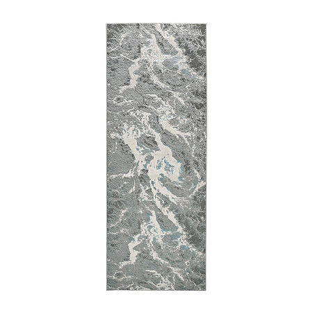 Feizy Azure R3539 210 x 710 Runner Area Rug - Silver-Tone