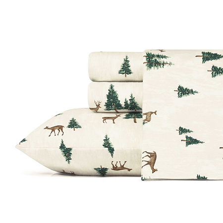 Eddie Bauer Printed Cotton Flannel 4-Pc. Sheet Set  Full - Deer Hollow