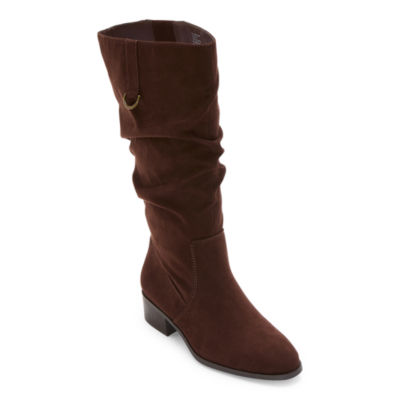 St. John's Bay Womens Fannie Stacked Heel Slouch Boots, Color ...