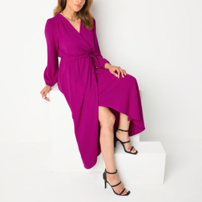 Connected Apparel Womens Long Sleeve Maxi Dress, Color: Magenta - JCPenney