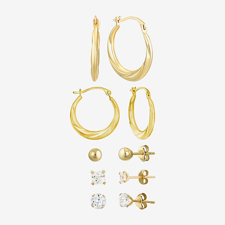 Click here for Womens Cubic Zirconia 10K Gold Round Square 5 Pair... prices
