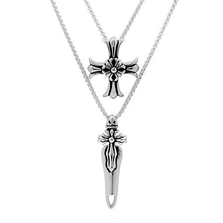 Click here for Mens Stainless Steel Layered Pendant Necklace  One... prices