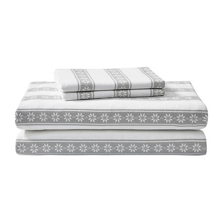 Eddie Bauer Printed Cotton Flannel 3-Pc. Sheet Set  Twin - Snowflake Fair Isle