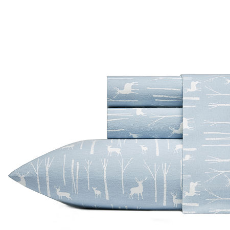 Eddie Bauer Printed Cotton Flannel 4-Pc. Sheet Set  Queen - Birch Forest