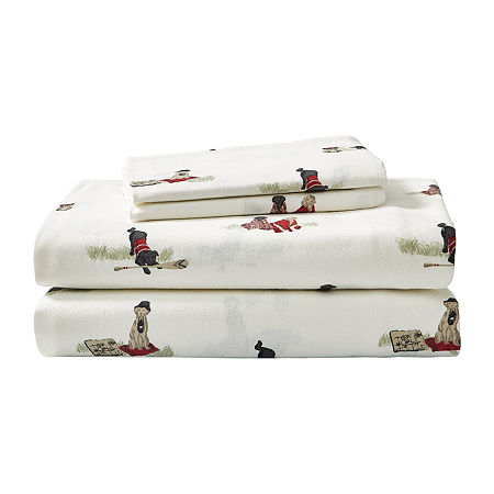 Eddie Bauer Printed Cotton Flannel 3-Pc. Sheet Set  Twin - Retriever Adventure