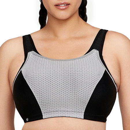 Womens Full Figure Plus Size Adjustable Wirefree Sports Bra 1166 - Black  Gray