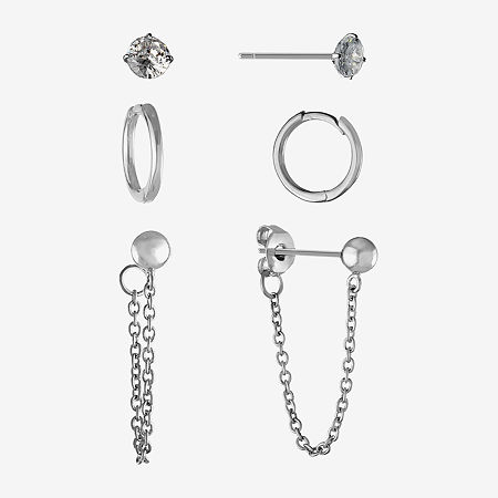 Click here for Silver Reflections Womens Cubic Zirconia 3 Pair Ea... prices
