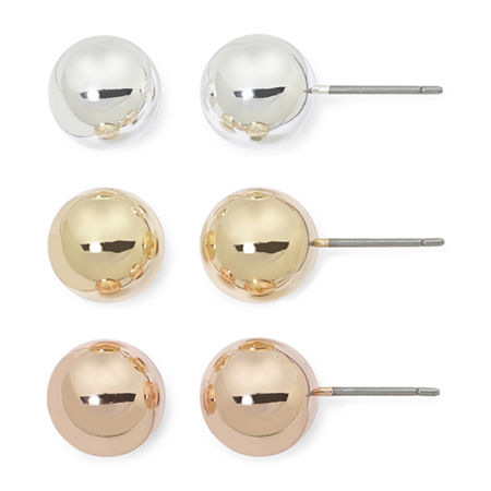 Click here for Mixit Womens Ball Hypoallergenic 3 Pair Earring Se... prices