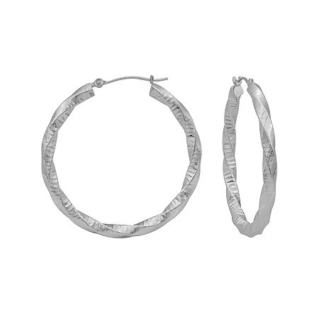 Click here for 14K White Gold Twisted Hoop Earrings  One Size prices
