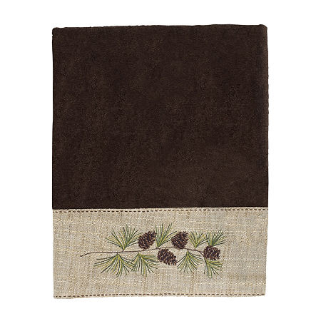 Avanti Pine Branch Embroidered Cotton Fingertip Towel  11 x 18 - Mocha