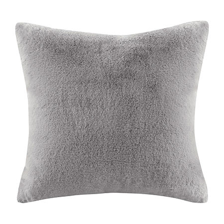 Croscill Sable Solid Faux Fur Decorative Pillow  20 x 20 - Gray