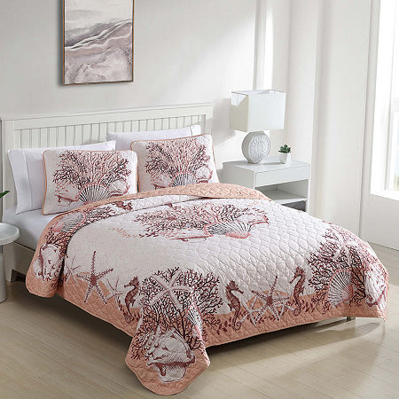 Click here for Caribbean Joe Coastal Print 3-pc. Quilt Set  One S... prices