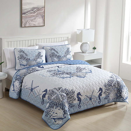 Click here for Caribbean Joe Coastal Print 3-pc. Quilt Set  One S... prices