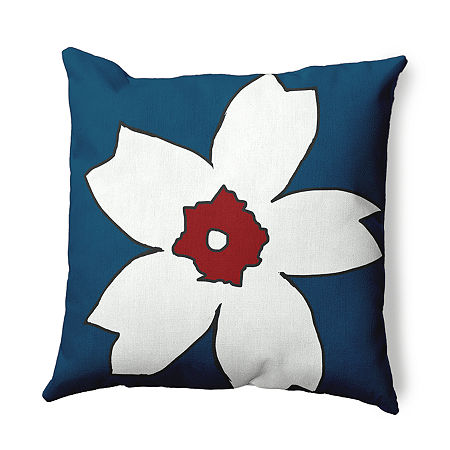 Click here for Big Flower Square Throw Pillow  One Size  Blue prices