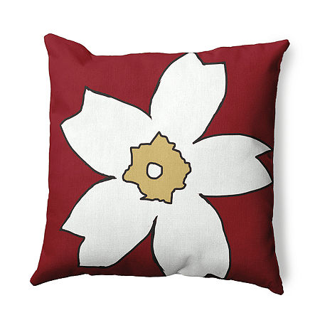 Click here for Big Flower Square Throw Pillow  One Size  Red prices