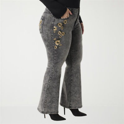 JS Jessica Simpson Womens Plus High Rise Flare Leg Jean, Color: Mesa ...