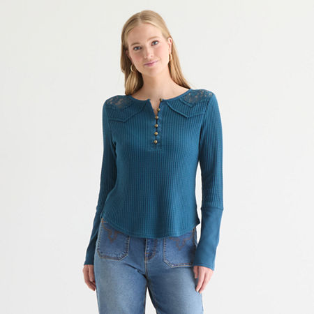 Click here for Frye and Co. Womens Henley Shirt  Large  Blue prices