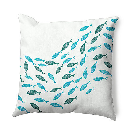 Click here for Escuela Square Throw Pillow  One Size  Blue prices