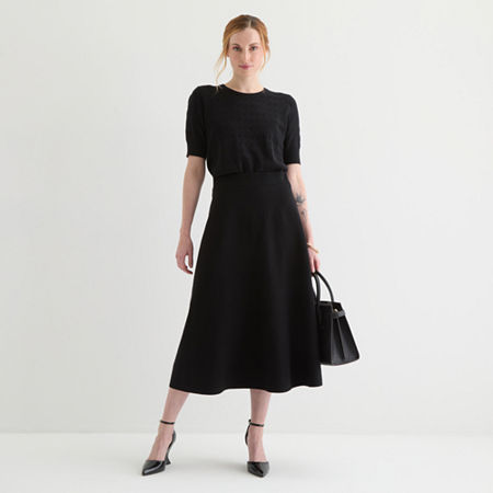 Click here for Liz Claiborne Womens Midi Flared Skirt  Medium  Bl... prices