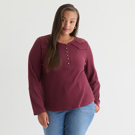 Click here for Frye and Co. Womens Plus Henley Shirt  2x  Red prices