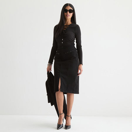 Click here for Bold Elements Womens Midi Denim Skirt  8  Black prices