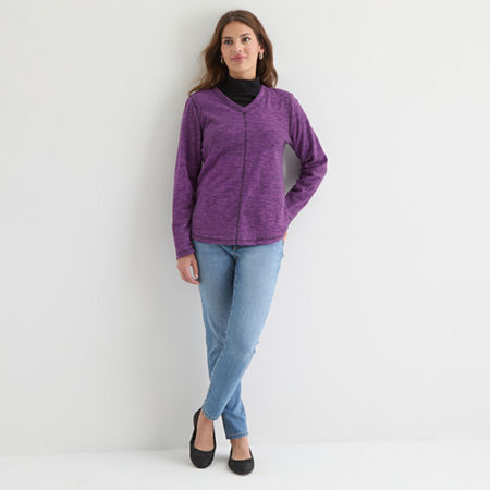 Click here for St. Johns Bay Womens V Neck Long Sleeve Sweatshirt... prices
