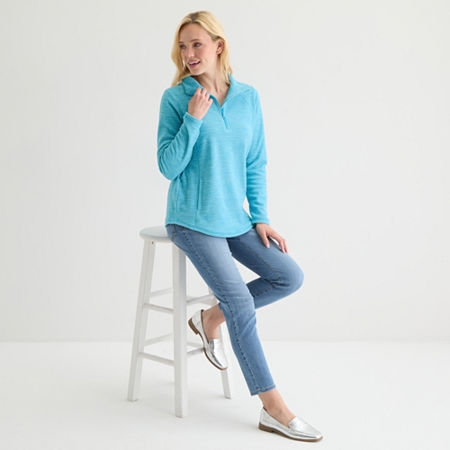 Click here for St. Johns Bay Womens Mock Neck Long Sleeve Quarter... prices