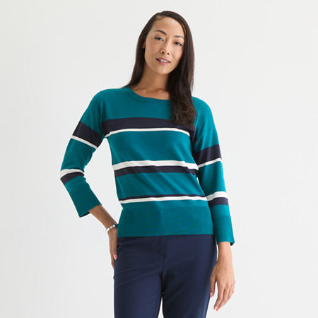 Click here for Liz Claiborne Womens Crew Neck 3/4 Sleeve Striped... prices