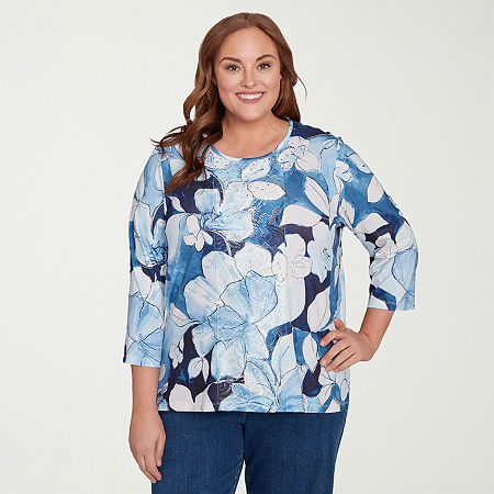 Click here for Alfred Dunner Classics Womens Plus Crew Neck 3/4 S... prices