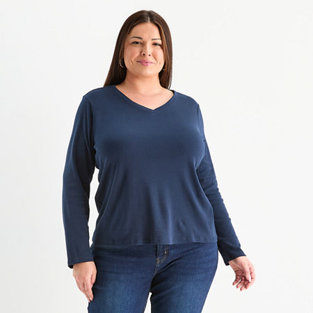 Click here for Liz Claiborne Womens V Neck Long Sleeve Plus T-Shi... prices