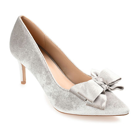 Journee Collection Womens Crystol Velvet Pumps - Gray
