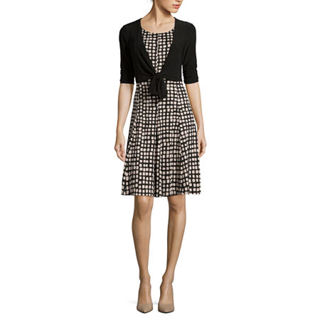 Click here for Perceptions Dot Print Tie-Front Jacket Dress  X-la... prices