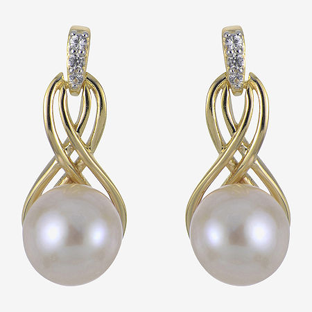 Click here for Womens White Cultured Freshwater Pearl 14K Gold Ov... prices