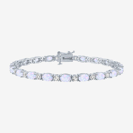 Click here for Gemstone Sterling Silver Oval 7.5 Inch Tennis Brac... prices