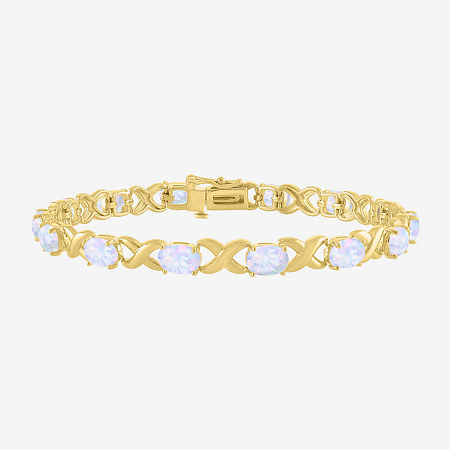 Click here for Womens Lab Created White Opal 14K Gold Over Silver... prices