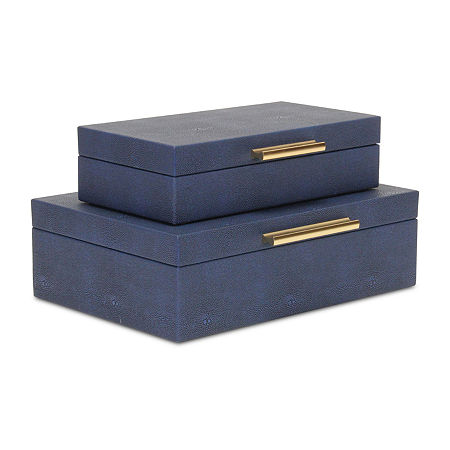 Click here for Cheungs Navy Blue Faux Shagreen Rectangular 2-pc.... prices