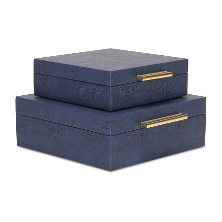 Click here for Cheungs Navy Blue Faux Shagreen Square 2-pc. Decor... prices
