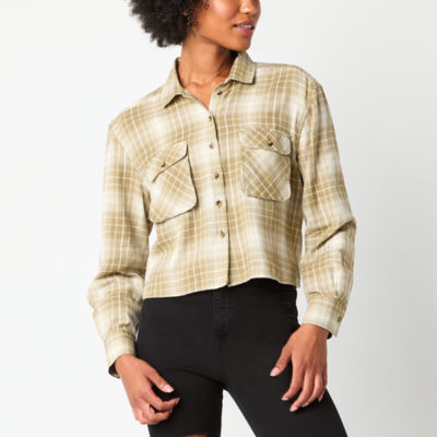 Arizona Womens Long Sleeve Regular Fit Juniors Flannel Shirt
