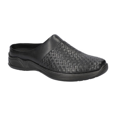 Easy Street Womens Janalee Comfort Mules Flats - Black Woven Embossed