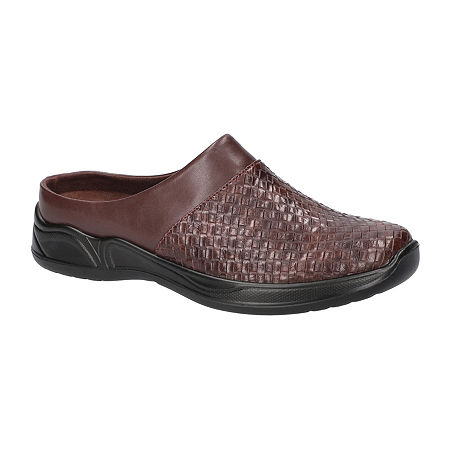 Easy Street Womens Janalee Comfort Mules Flats - Brown Woven Embossed