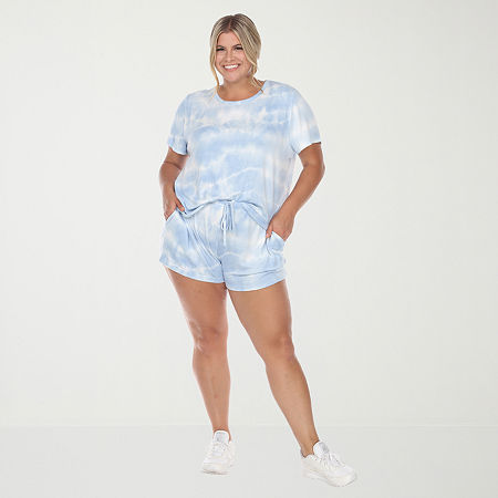 Click here for White Mark Plus Size 2 Piece Top Shorts Lounge Set... prices
