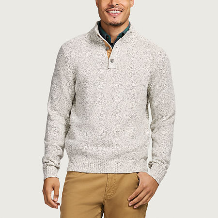 Click here for IZOD Button Mock Mens Mock Neck Long Sleeve Pullov... prices