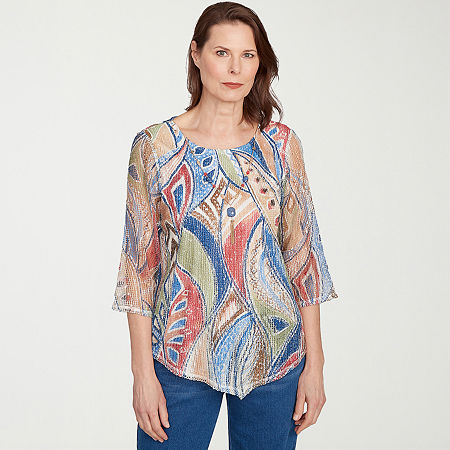 Click here for Alfred Dunner El Paso Womens Crew Neck 3/4 Sleeve... prices