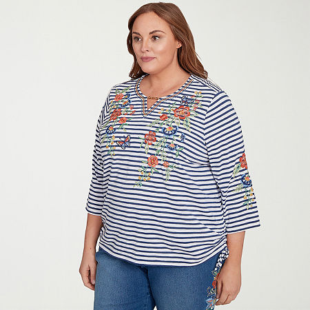 Click here for Alfred Dunner El Paso Womens Plus Split Crew Neck... prices