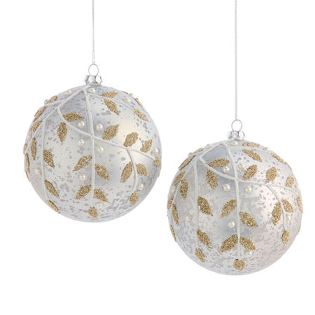 Click here for North Pole Trading Co. Silver Leaf And Pearl Ball... prices
