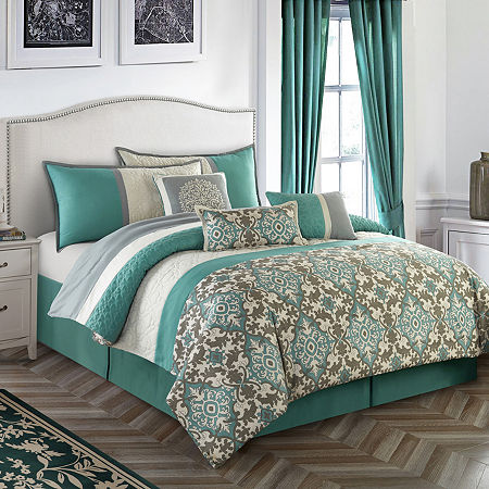 Stratford Park Reina 7 Pc Comforter Set  Queen - Aqua