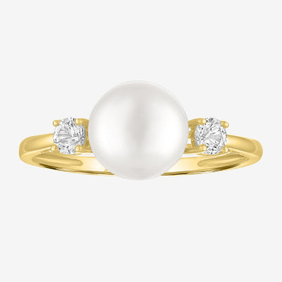 Gemstone 10K Gold 3-Stone Oval Cocktail Ring - JCPenney