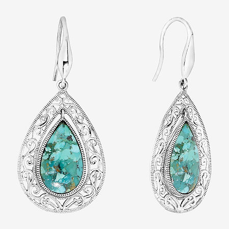 Click here for Womens Blue Turquoise Sterling Silver Drop Earring... prices
